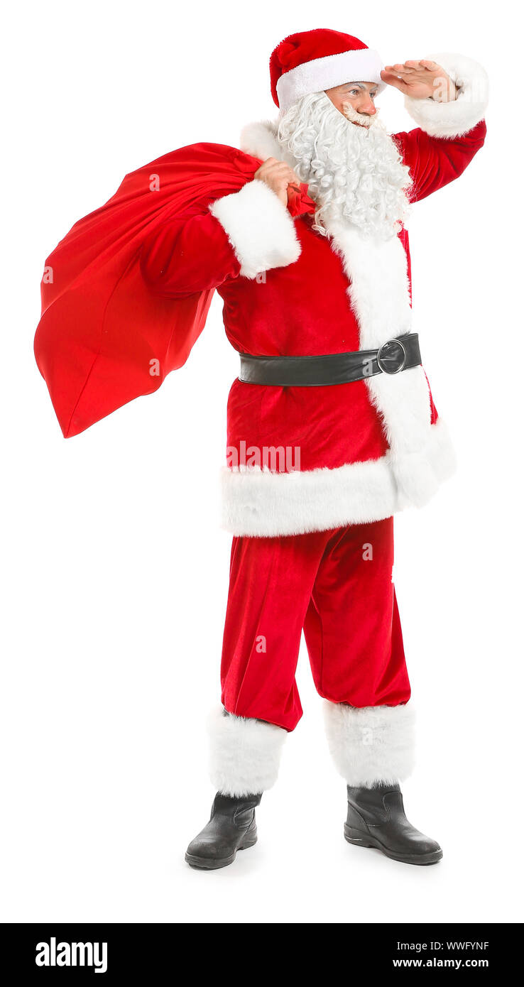 Portrait of Santa Claus on white background Stock Photo - Alamy