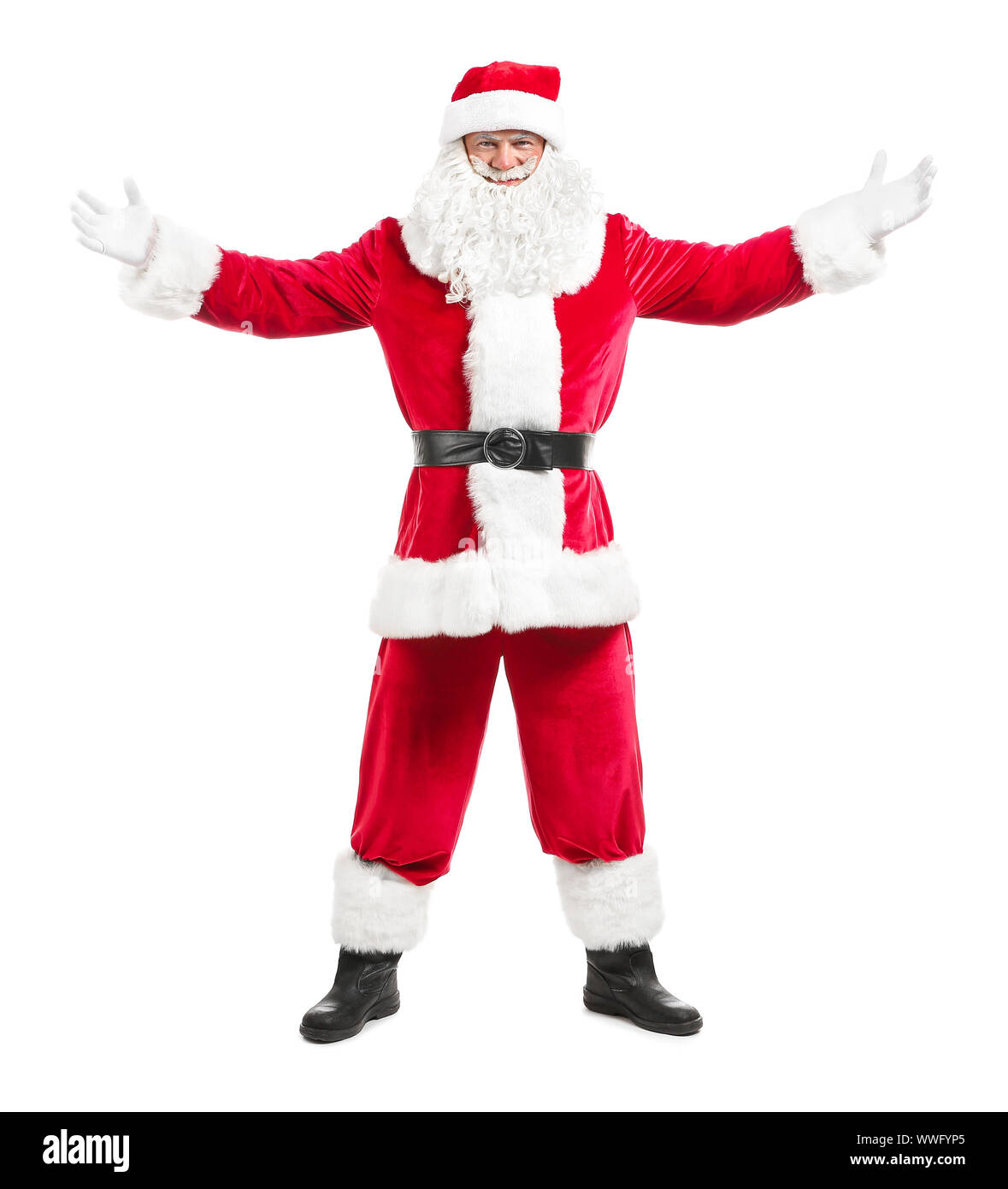 Portrait of Santa Claus on white background Stock Photo - Alamy