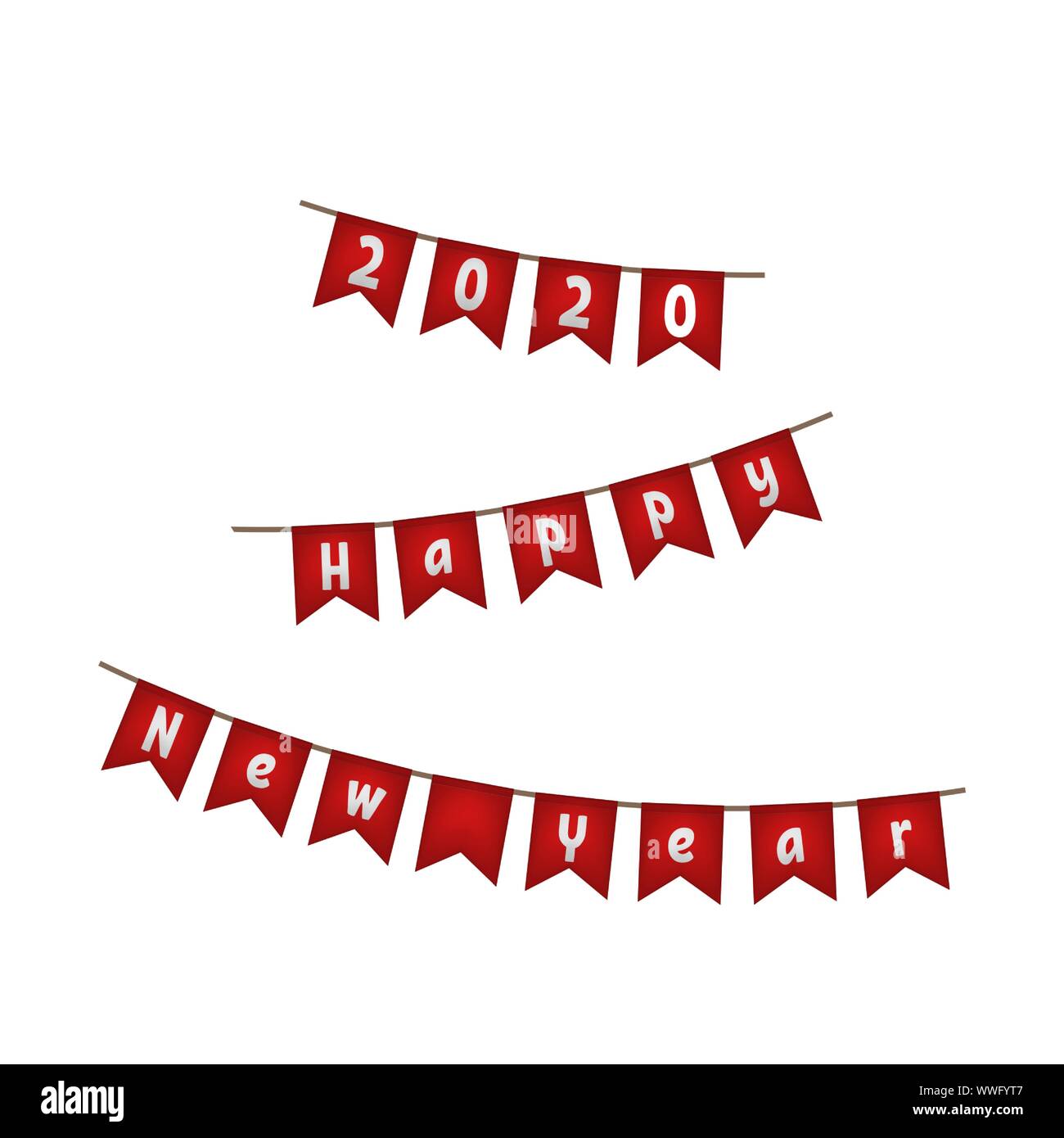 2020 Happy New Year. Flag garland. Red decoration Vector illustration ...