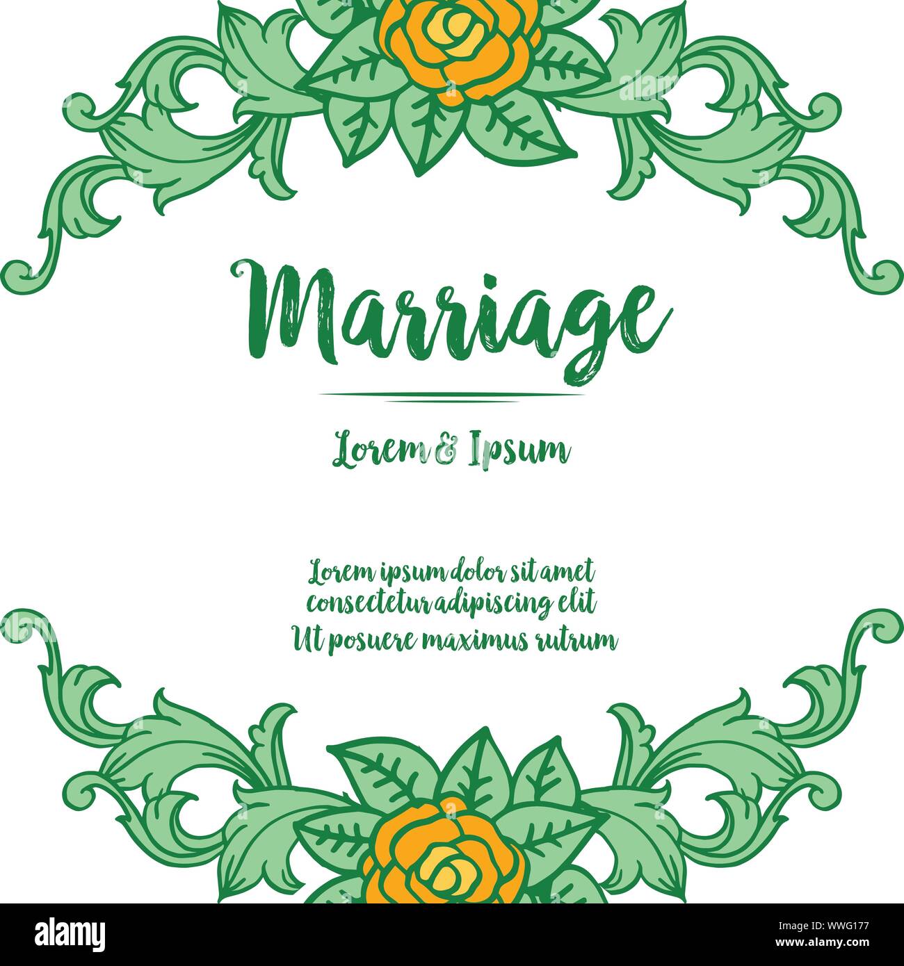 Decoration of card marriage with pattern of leaf flower frame elegant ...