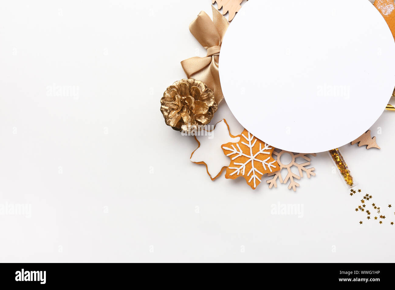 Empty Christmas greeting card on white background Stock Photo - Alamy