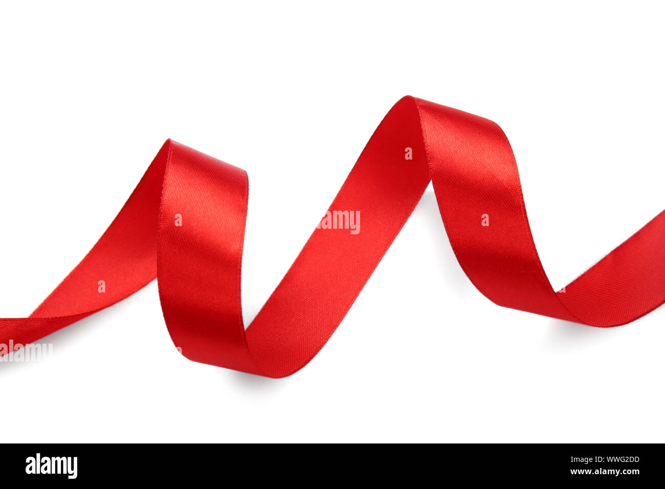 Red satin ribbon on white background Stock Photo - Alamy