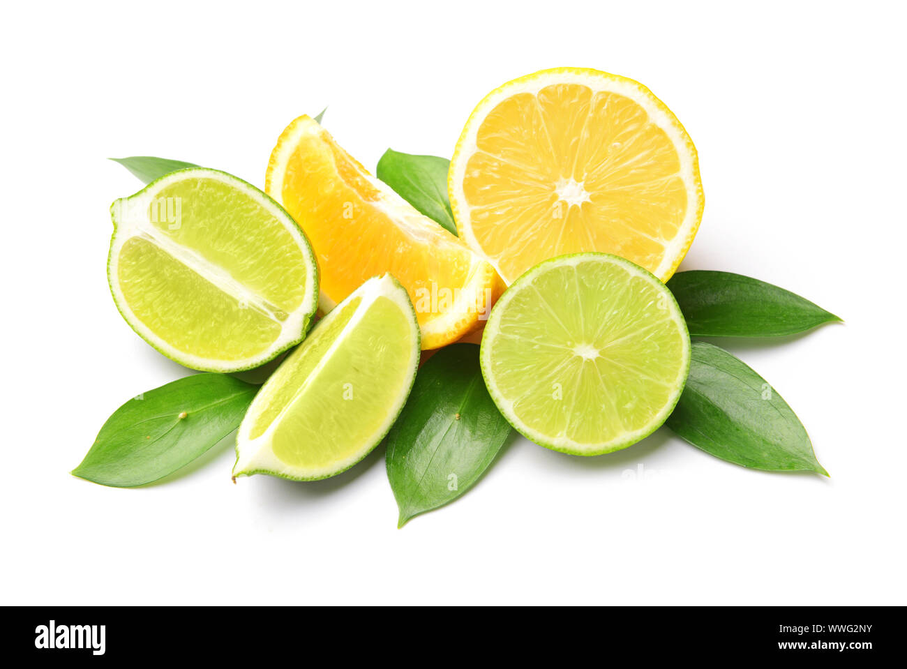 Different citrus fruits on white background Stock Photo - Alamy