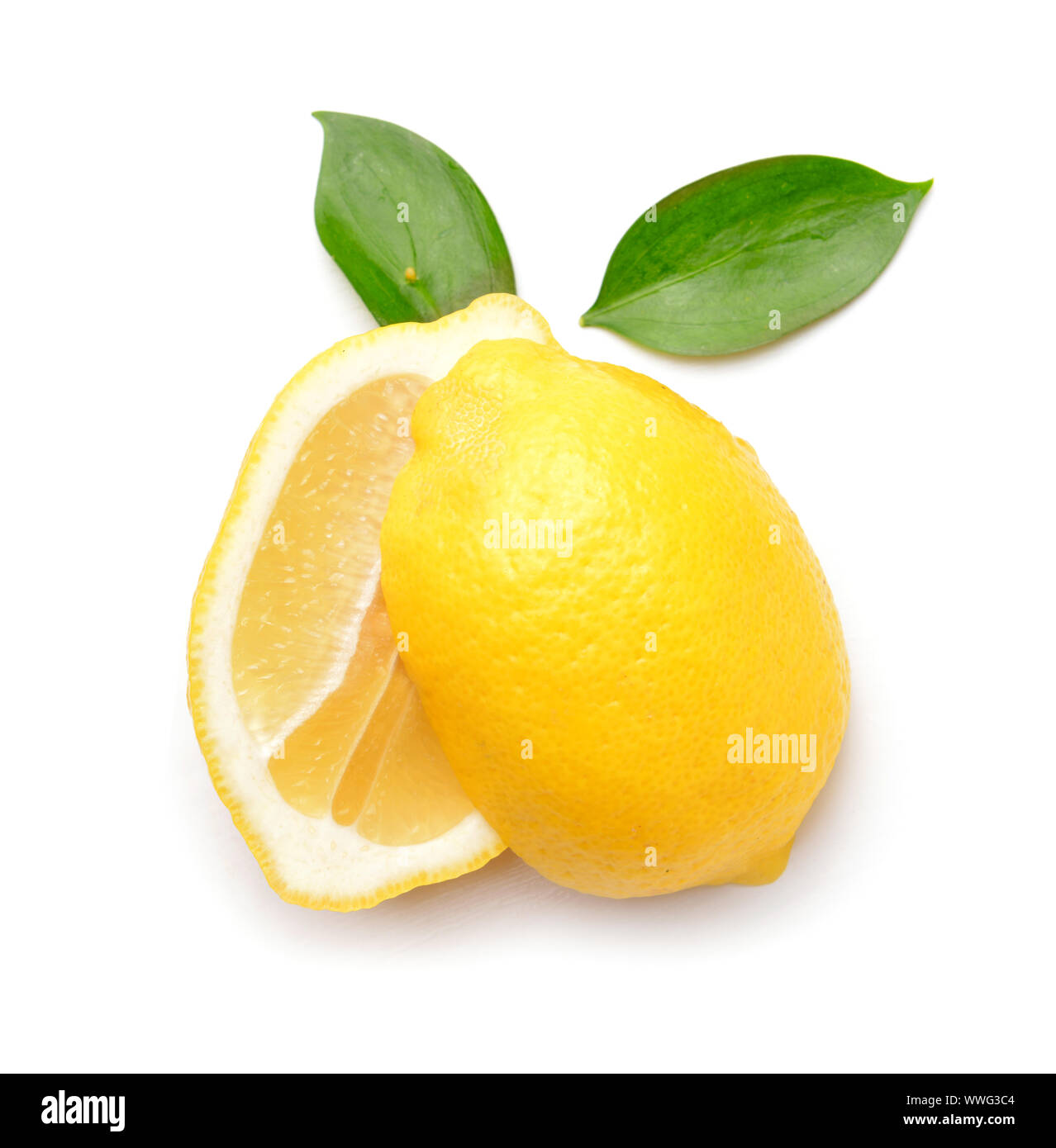 Pieces of lemon on white background Stock Photo - Alamy