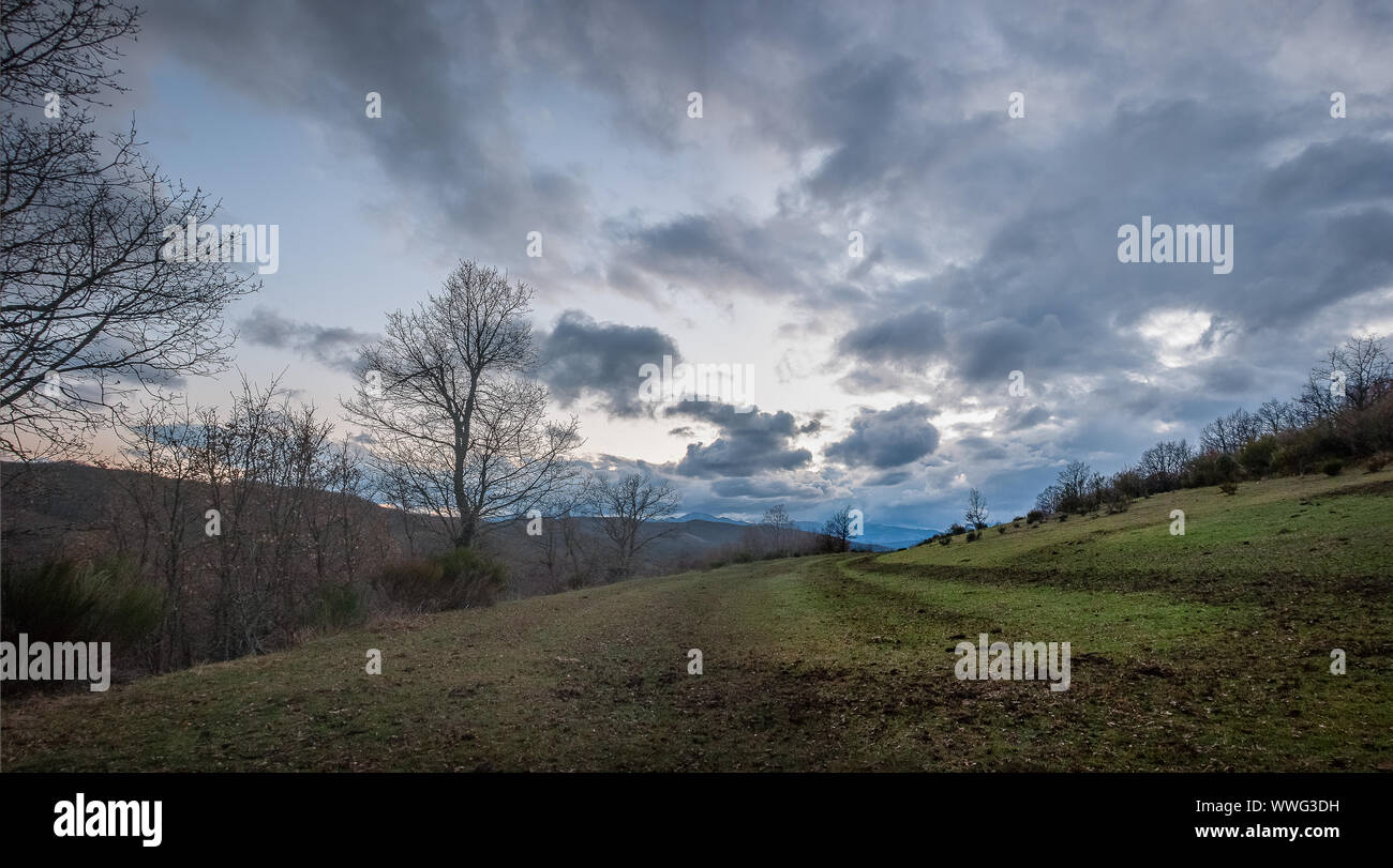 Spain Sky with storm clouds in the mountains of Palencia Stock Photo ...