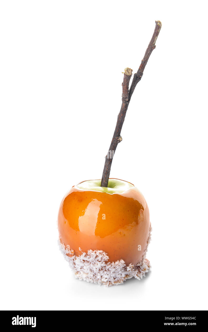 Tasty candy apple on white background Stock Photo - Alamy