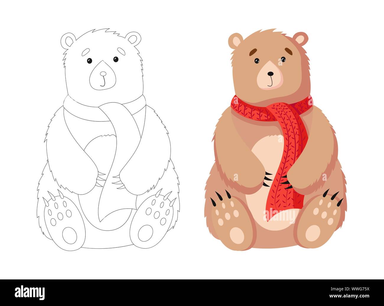 Christmas bear. Flat vector illustration isolated on a white background ...
