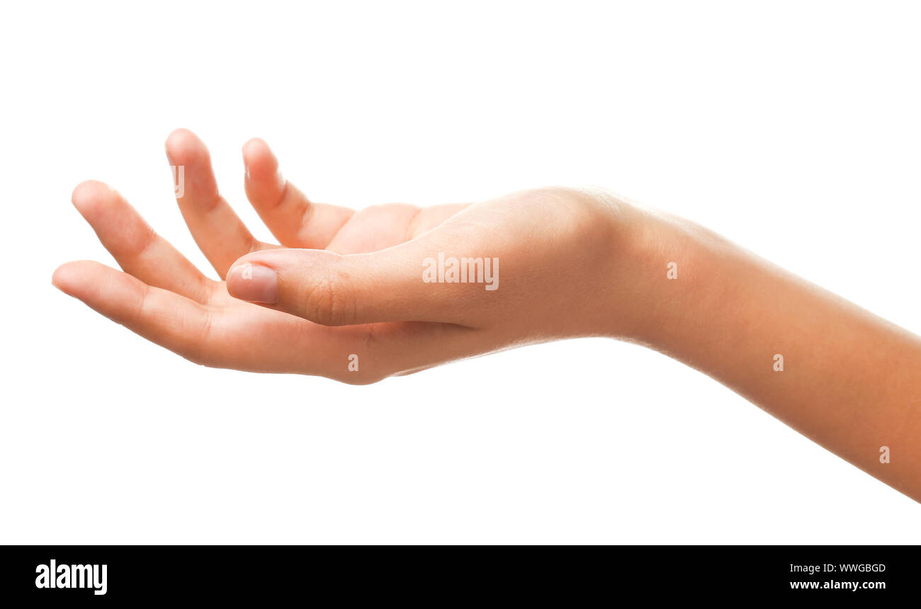 Female hand on white background Stock Photo - Alamy
