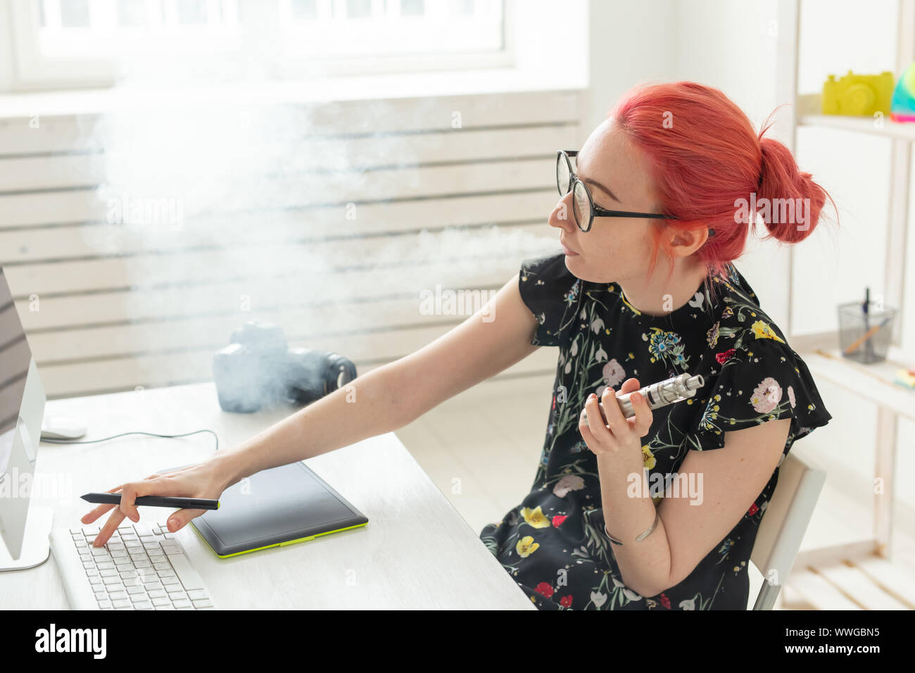 Creative, graphic designer, people concept - young creative woman ...