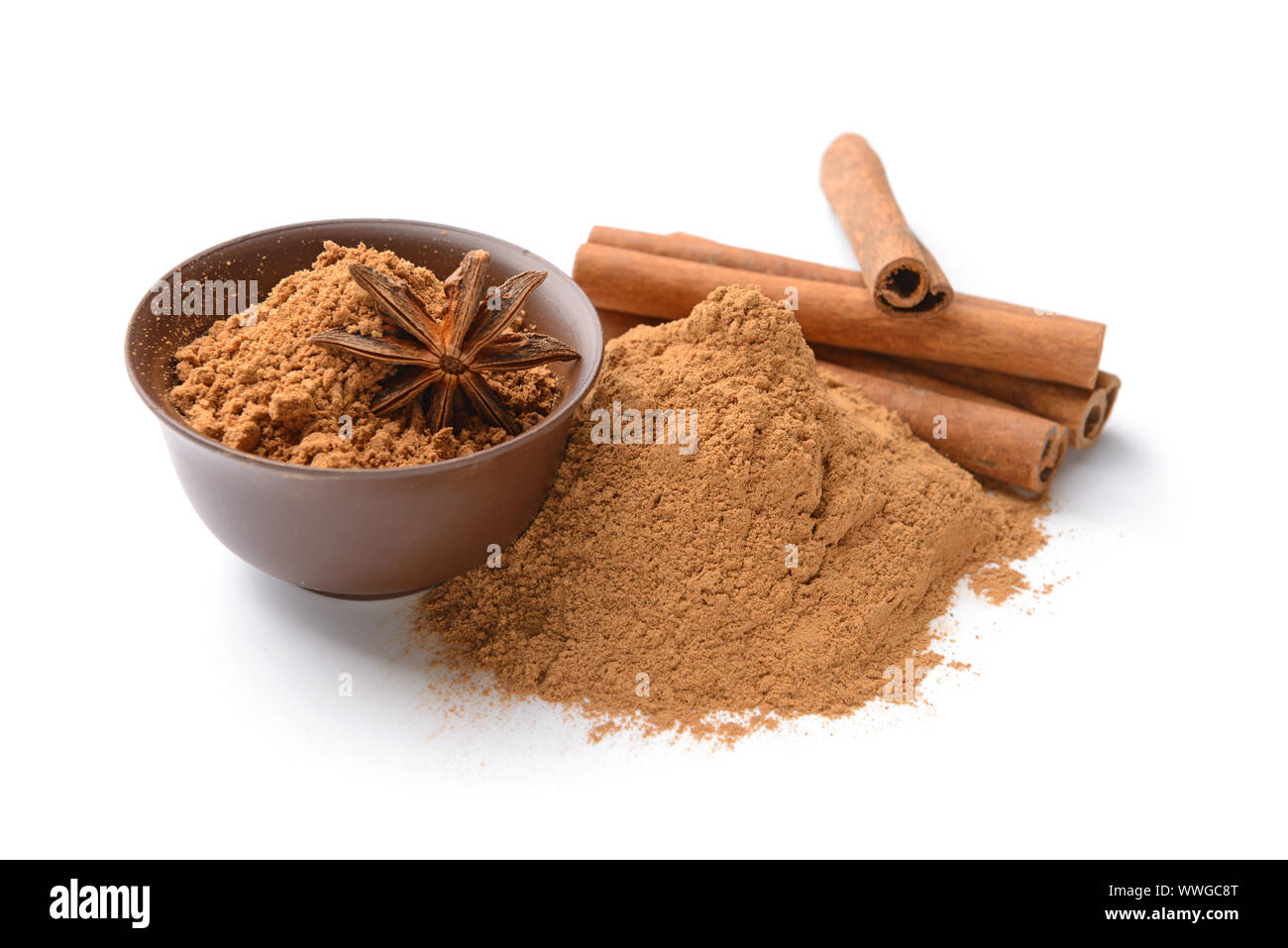 Aromatic cinnamon sticks and powder on white background Stock Photo - Alamy