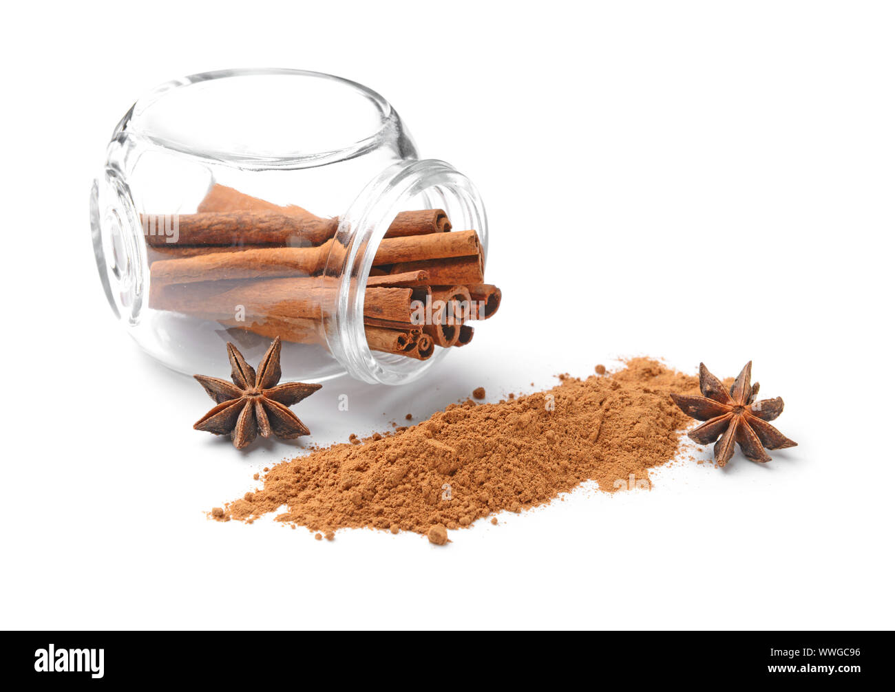 Aromatic cinnamon sticks and powder on white background Stock Photo - Alamy