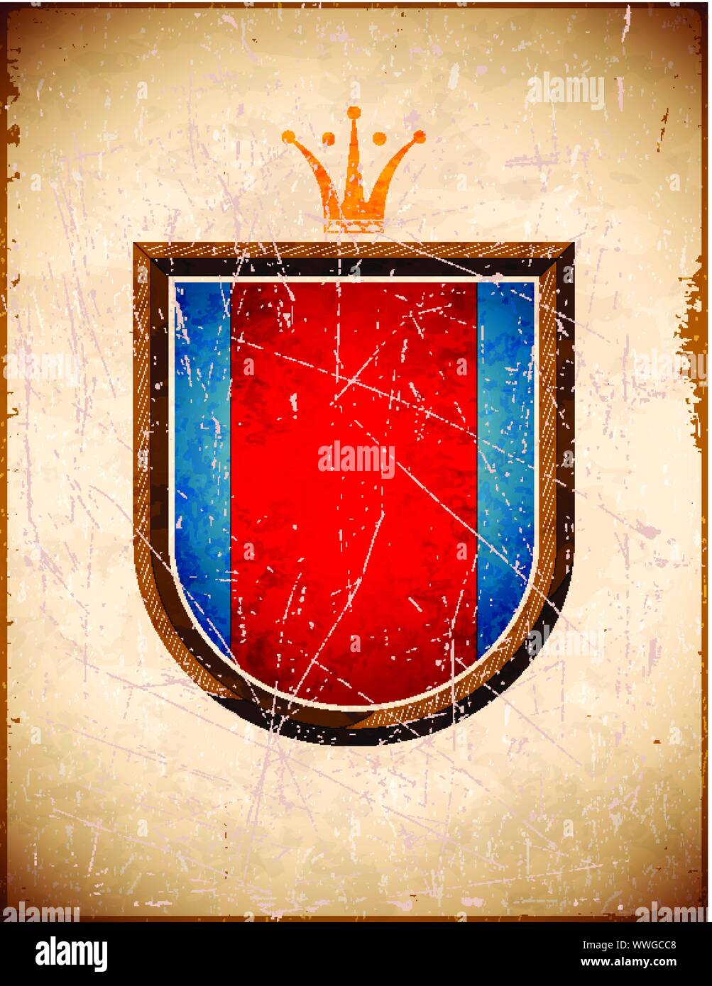 Aged card with blank shield label Stock Vector Image & Art - Alamy
