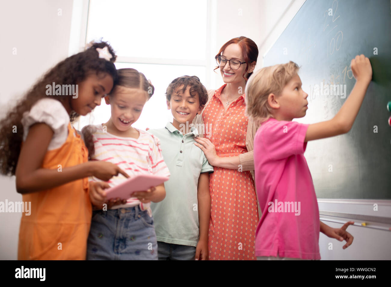 Math team work children hi-res stock photography and images - Alamy