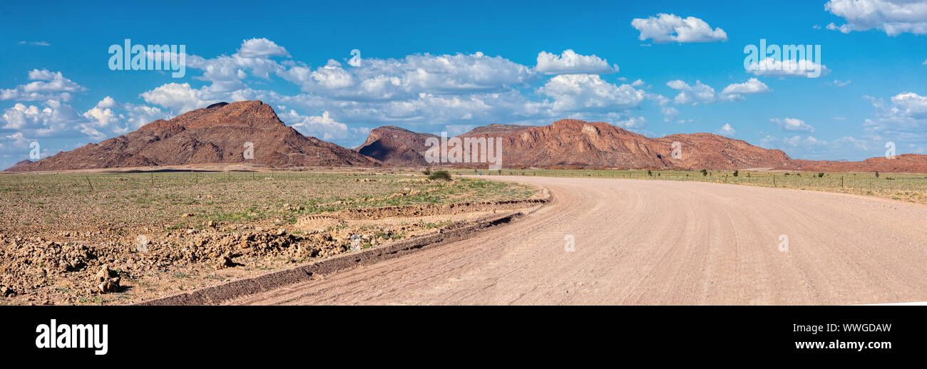 endless empty sand road in Namib desert, landscape, traditional african ...