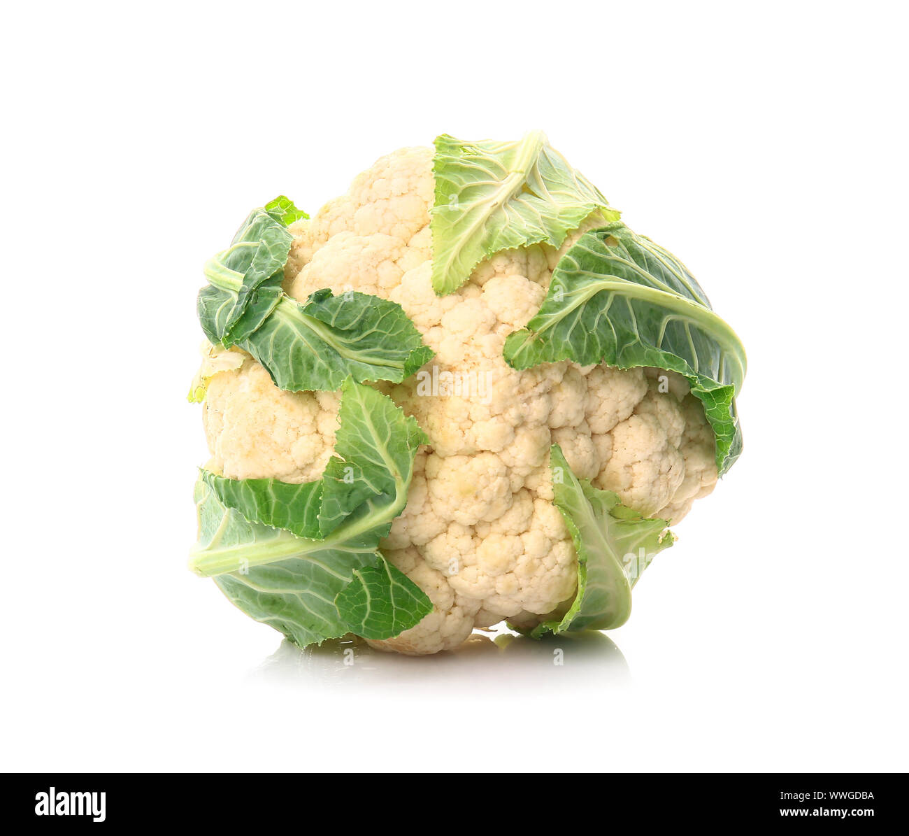 Tasty ripe cauliflower cabbage on white background Stock Photo - Alamy