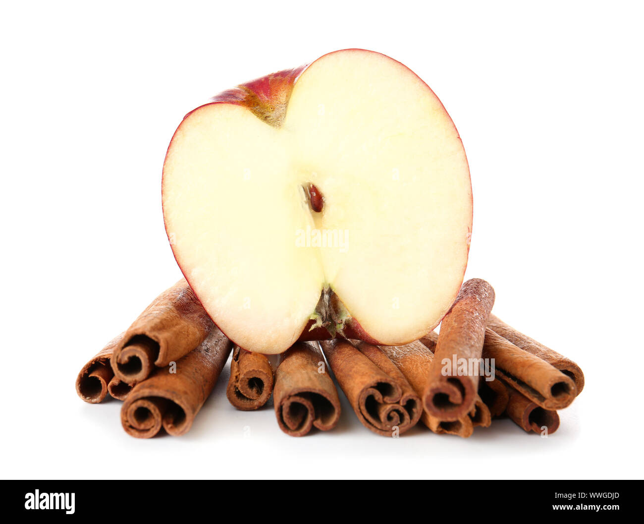 Fresh apple with cinnamon on white background Stock Photo - Alamy