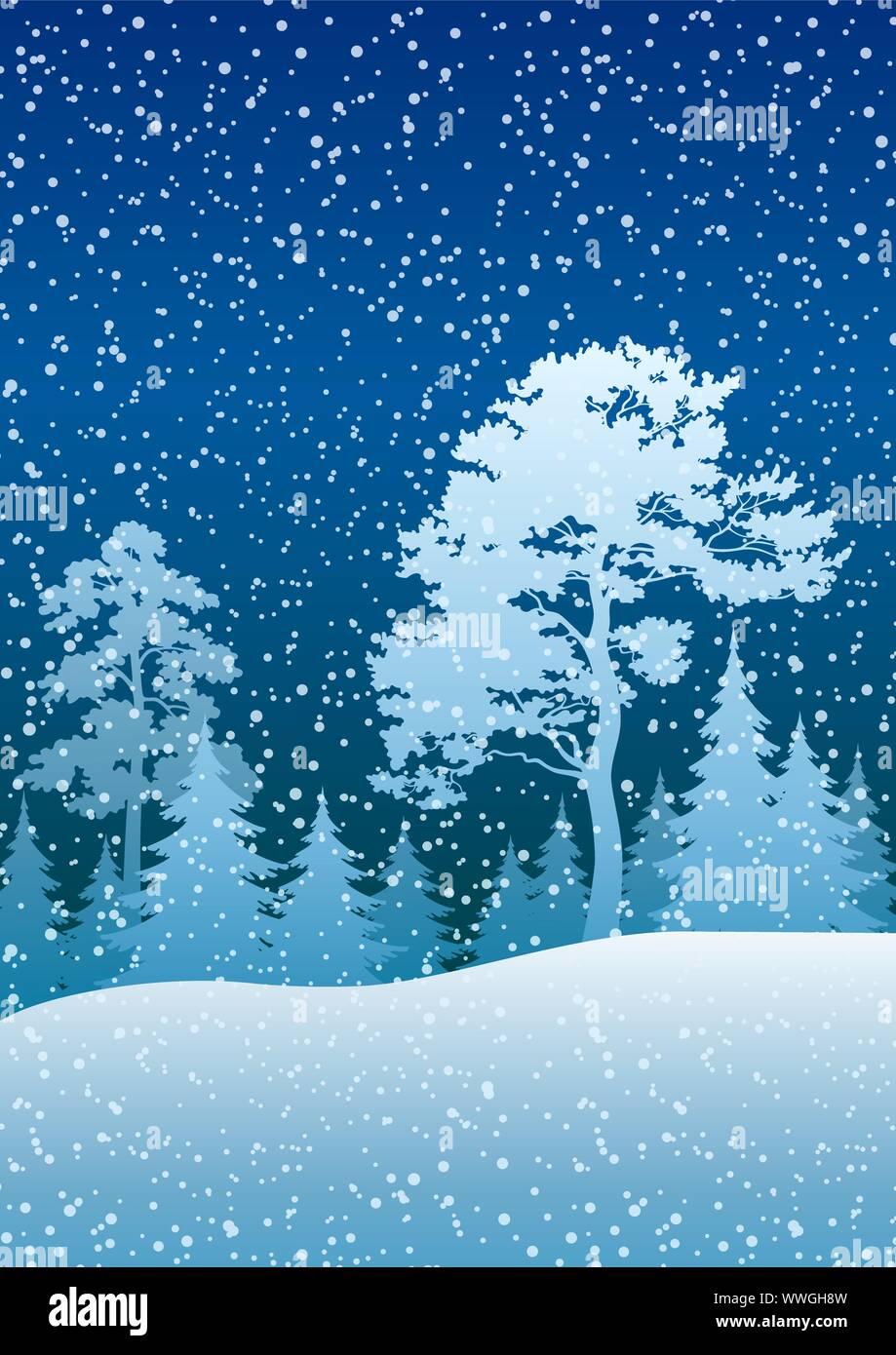 Evening winter landscape view Stock Vector Images - Alamy