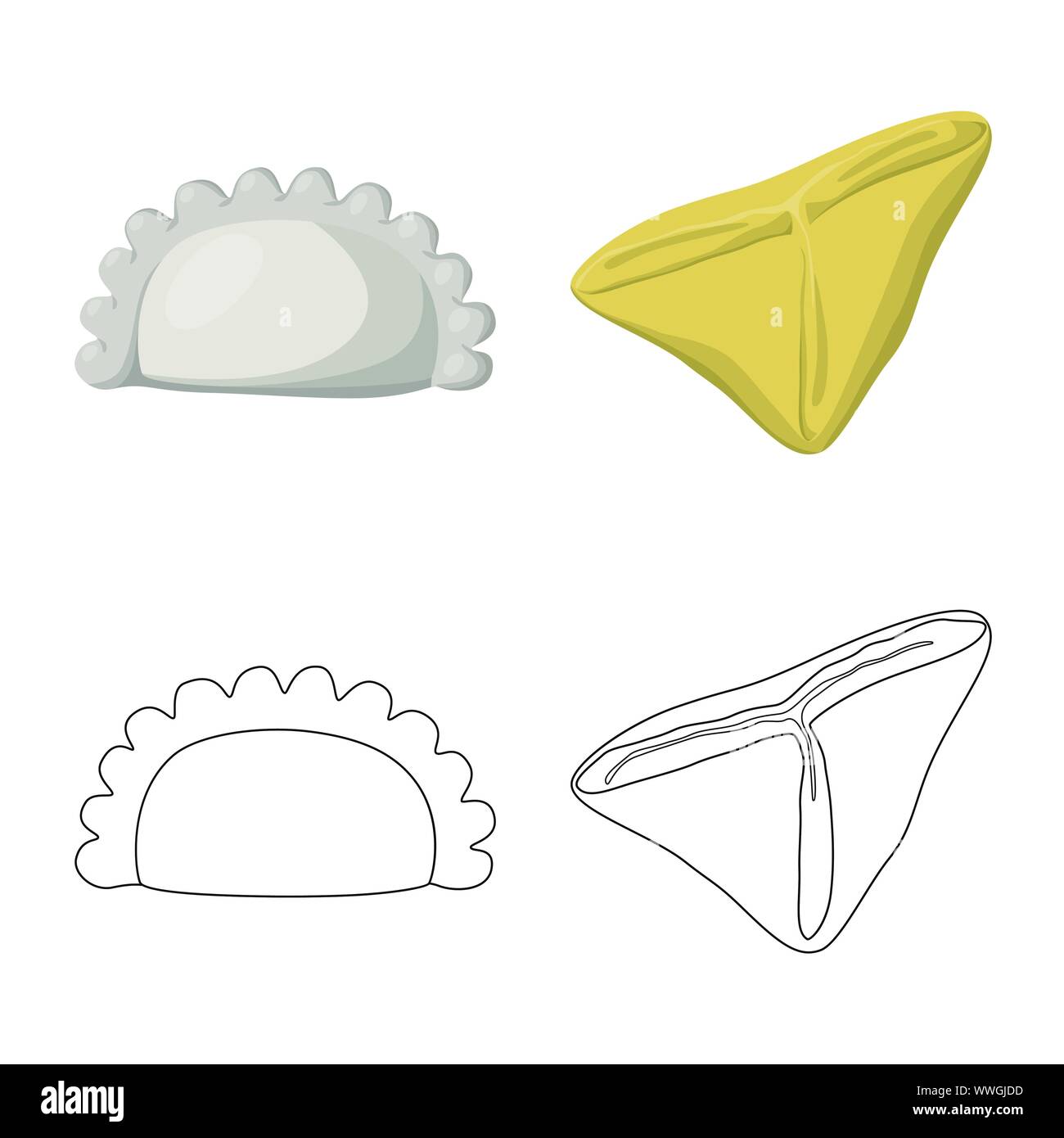 Vector illustration of products and cooking symbol. Set of products and ...