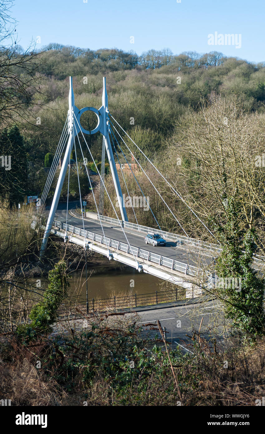 The 'new' free bridge at Jackfield, ironbridge Gorge, England which ...
