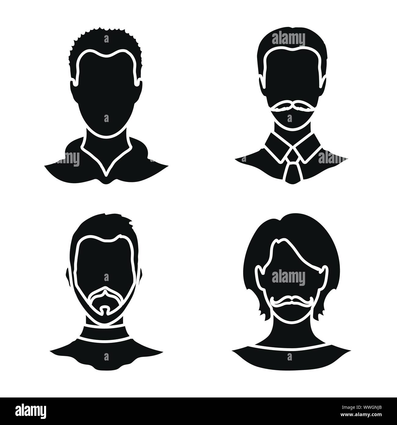 Vector design of character and profile symbol. Set of character and ...