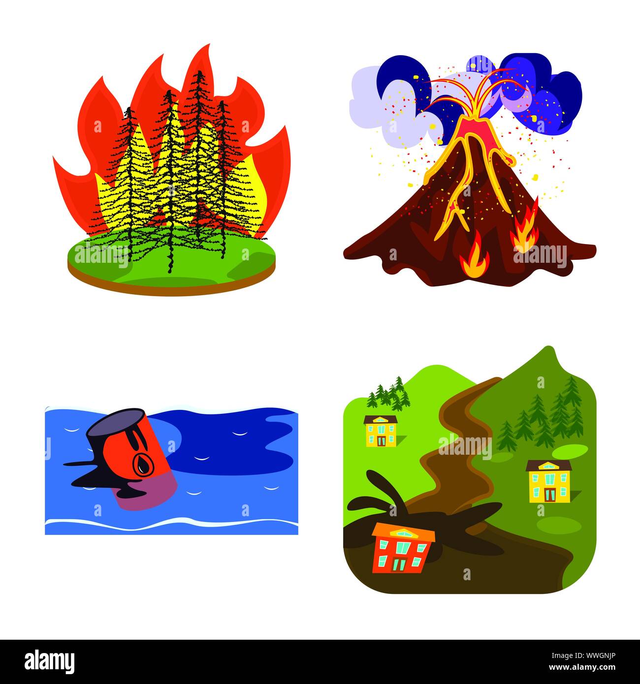 Vector illustration of cataclysm and disaster icon. Set of cataclysm ...