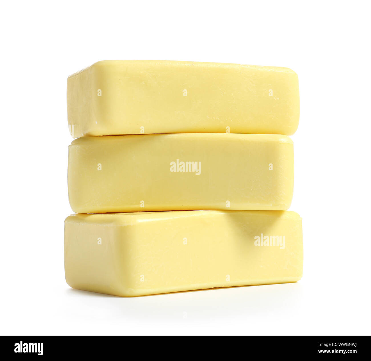 Stack of soap bars on white background Stock Photo - Alamy
