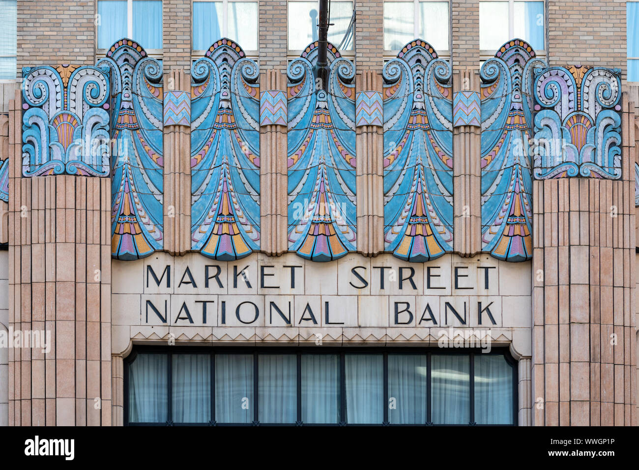 Vibrant, multicoloured decoration on the street-level façade of Ritter ...