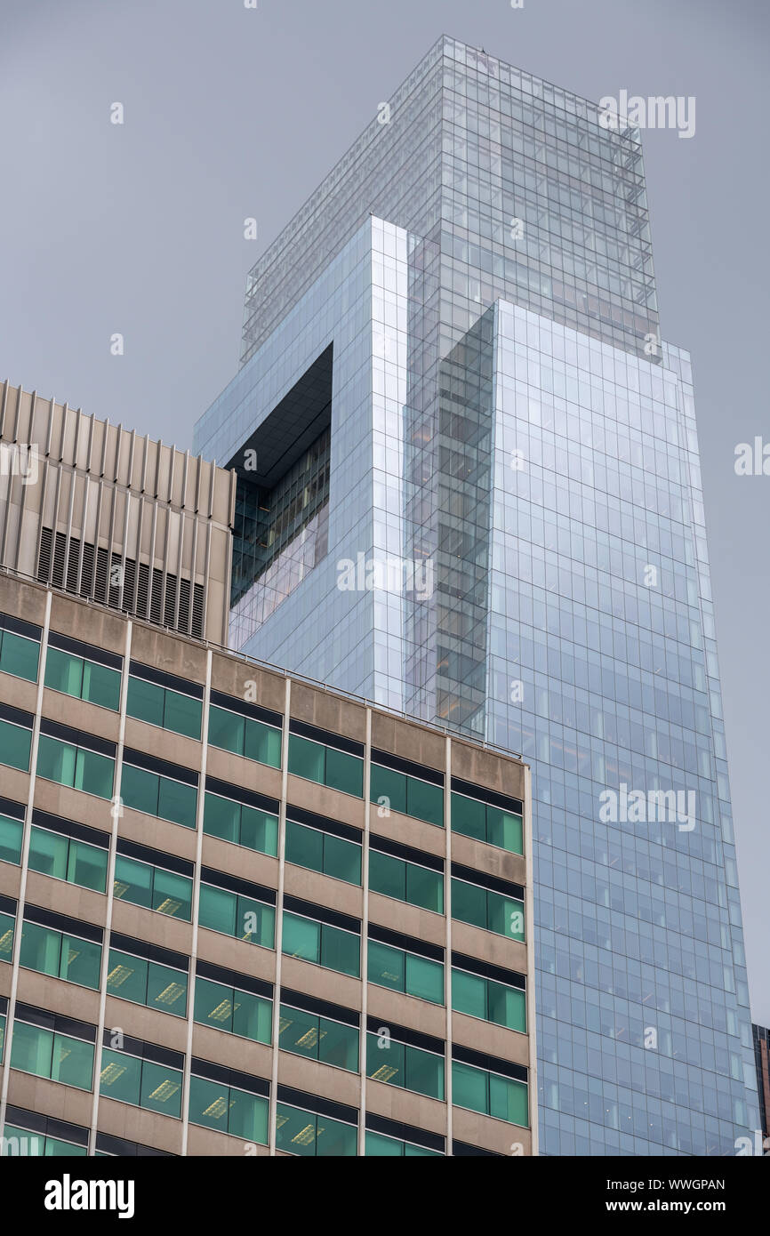 The sleek glass curtain wall of Philadelphia's tallest building, the ...