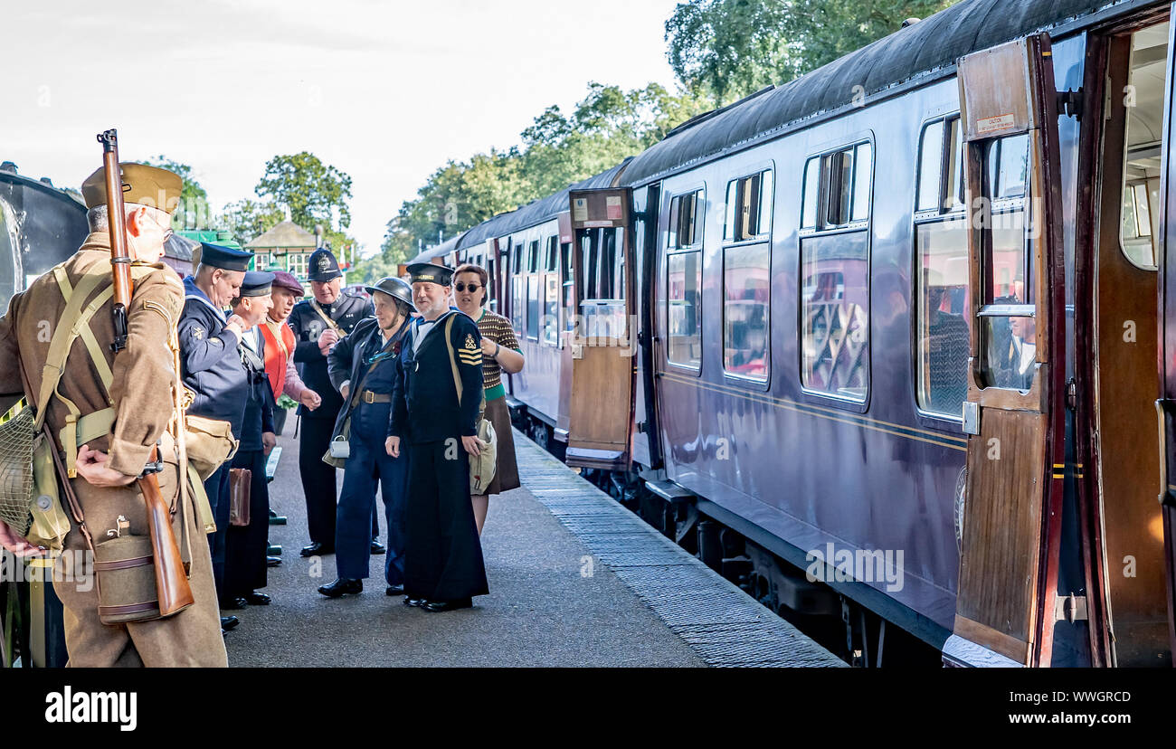Group of people dressed up in 1940s style clothing disembarked the ...