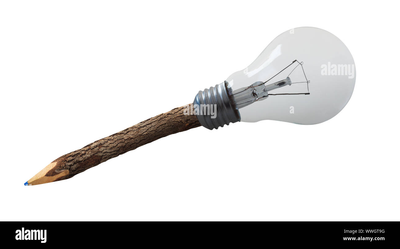 Pencil on light bulb Cut Out Stock Images & Pictures - Alamy