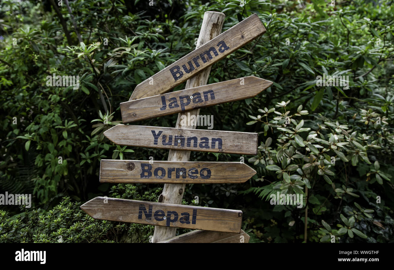 Country address signs, tourism and exploration detail Stock Photo - Alamy