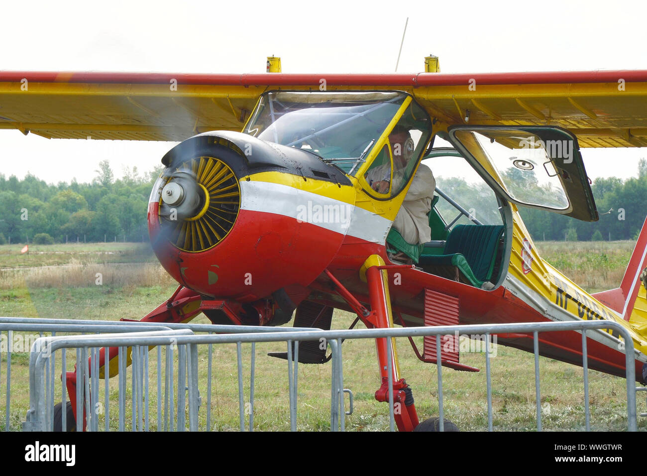 Samara, Russia - August 22, 2019: Light sport aircraft drove into the ...