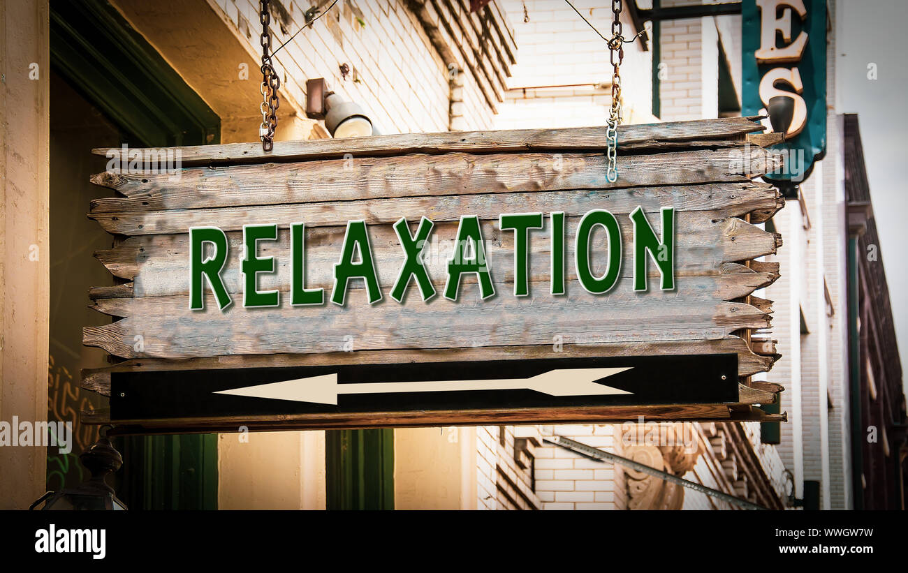 Street Sign the Direction Way to Relaxation Stock Photo - Alamy