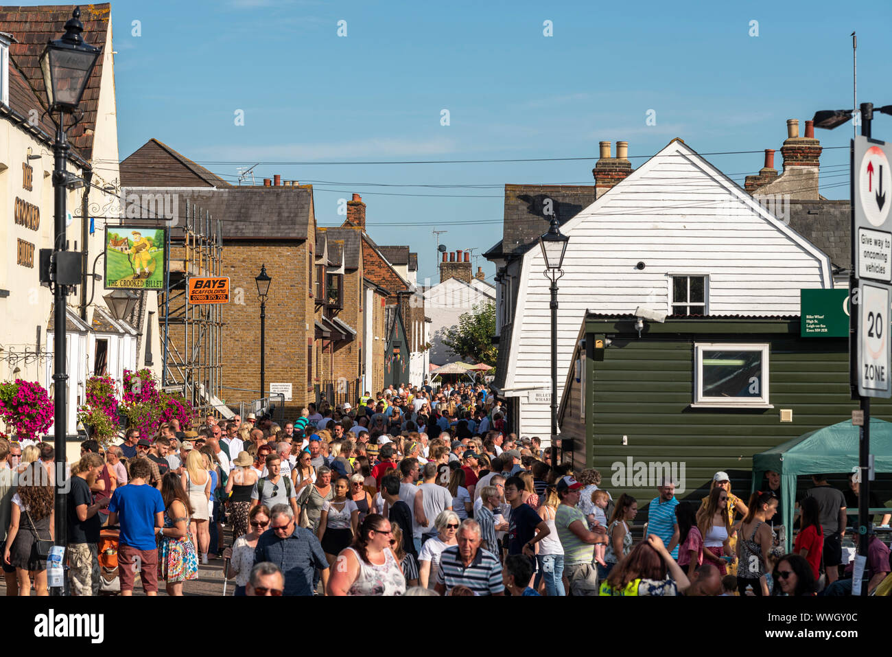 Packed High Street during Old Leigh Regatta 2019 in Old Leigh, Leigh on ...