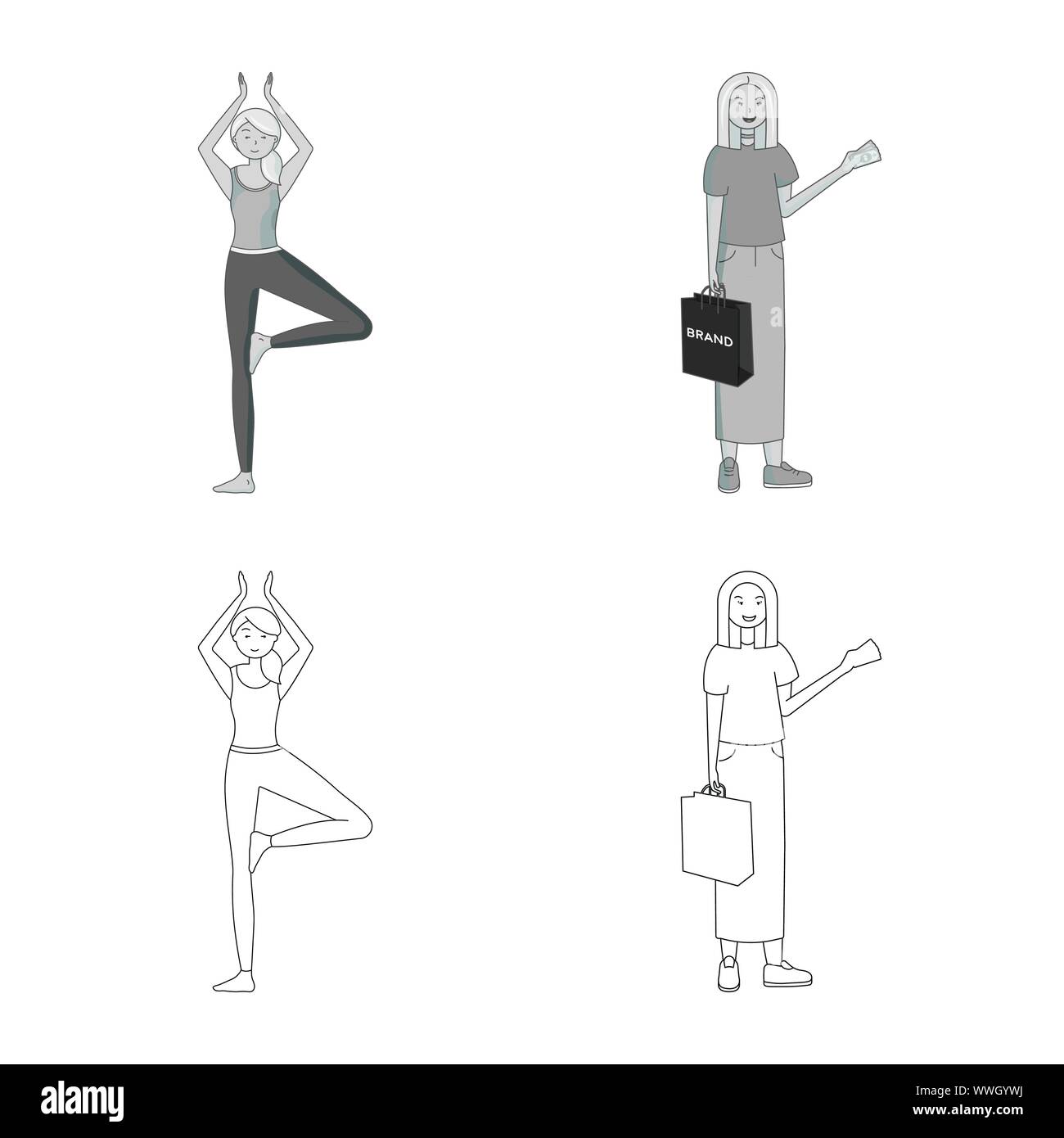 Vector design of posture and mood icon. Collection of posture and ...