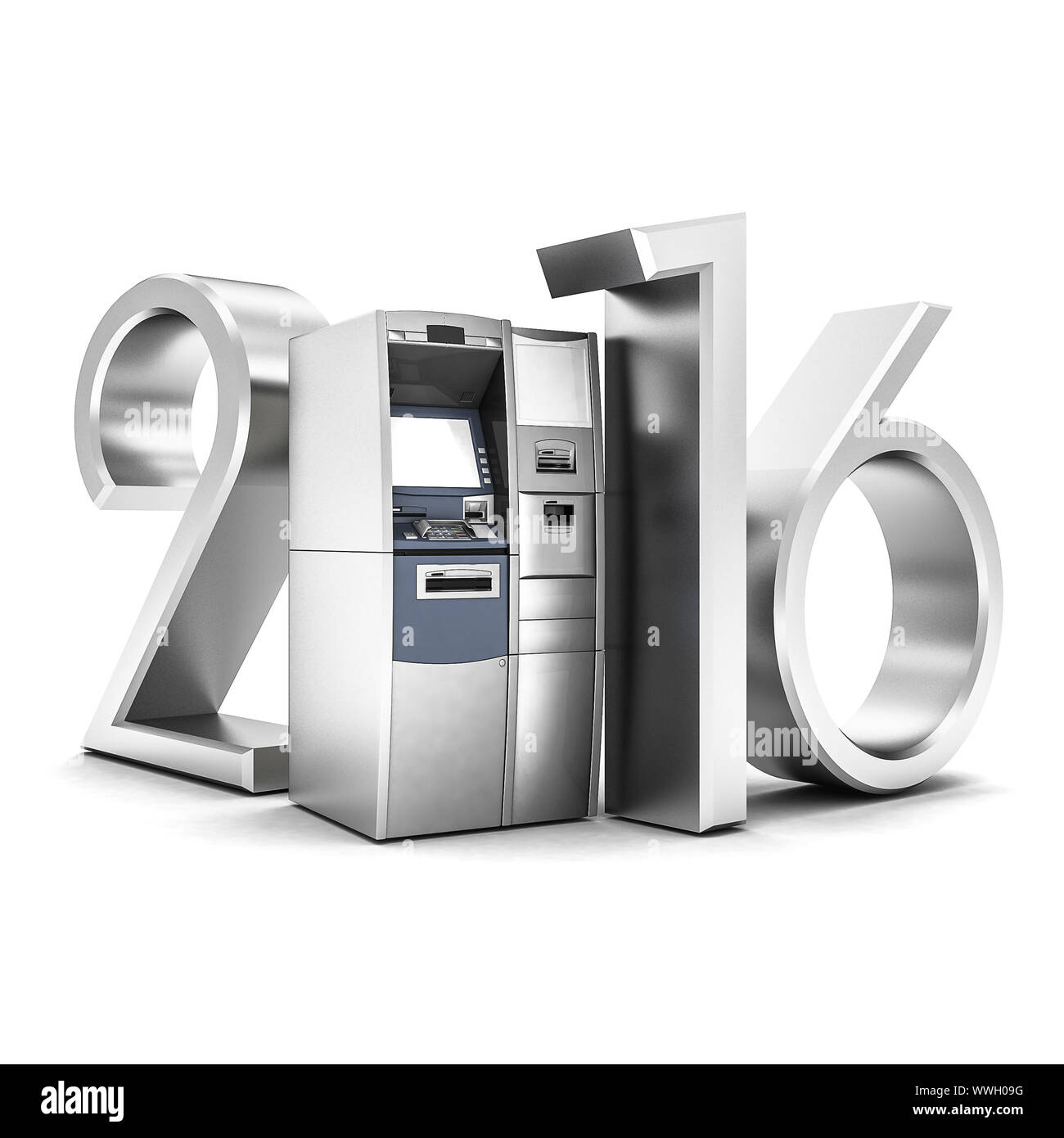 image of the new ATM on white background Stock Photo - Alamy