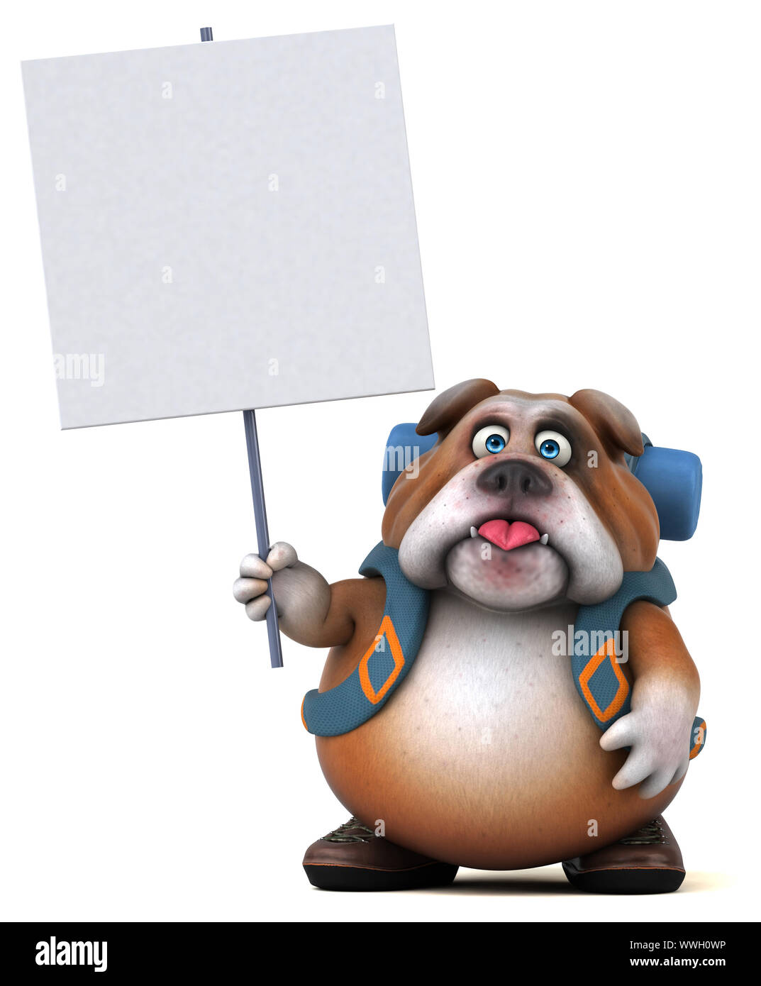 Fun backpacker bulldog cartoon character Stock Photo - Alamy