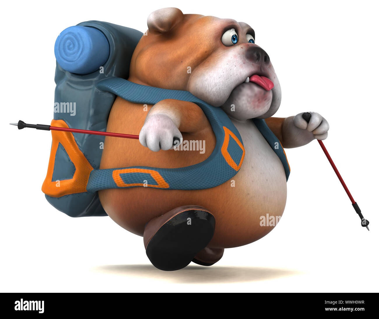 Fun backpacker bulldog cartoon character Stock Photo - Alamy