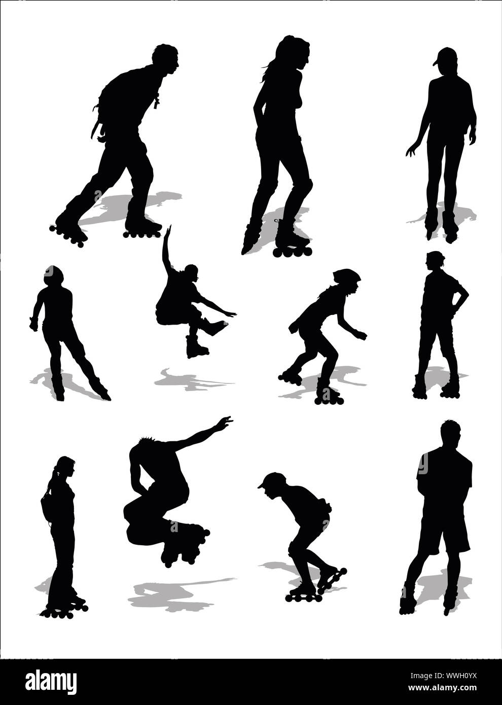 all types of rollers,men and women isolated on white background Stock ...