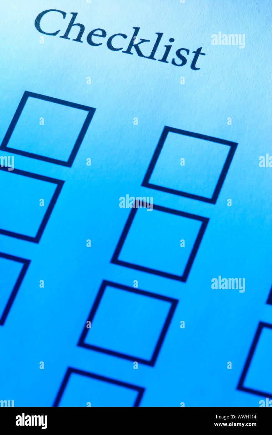 focus point on the Checklist(word),special blue toned photo f/x Stock ...