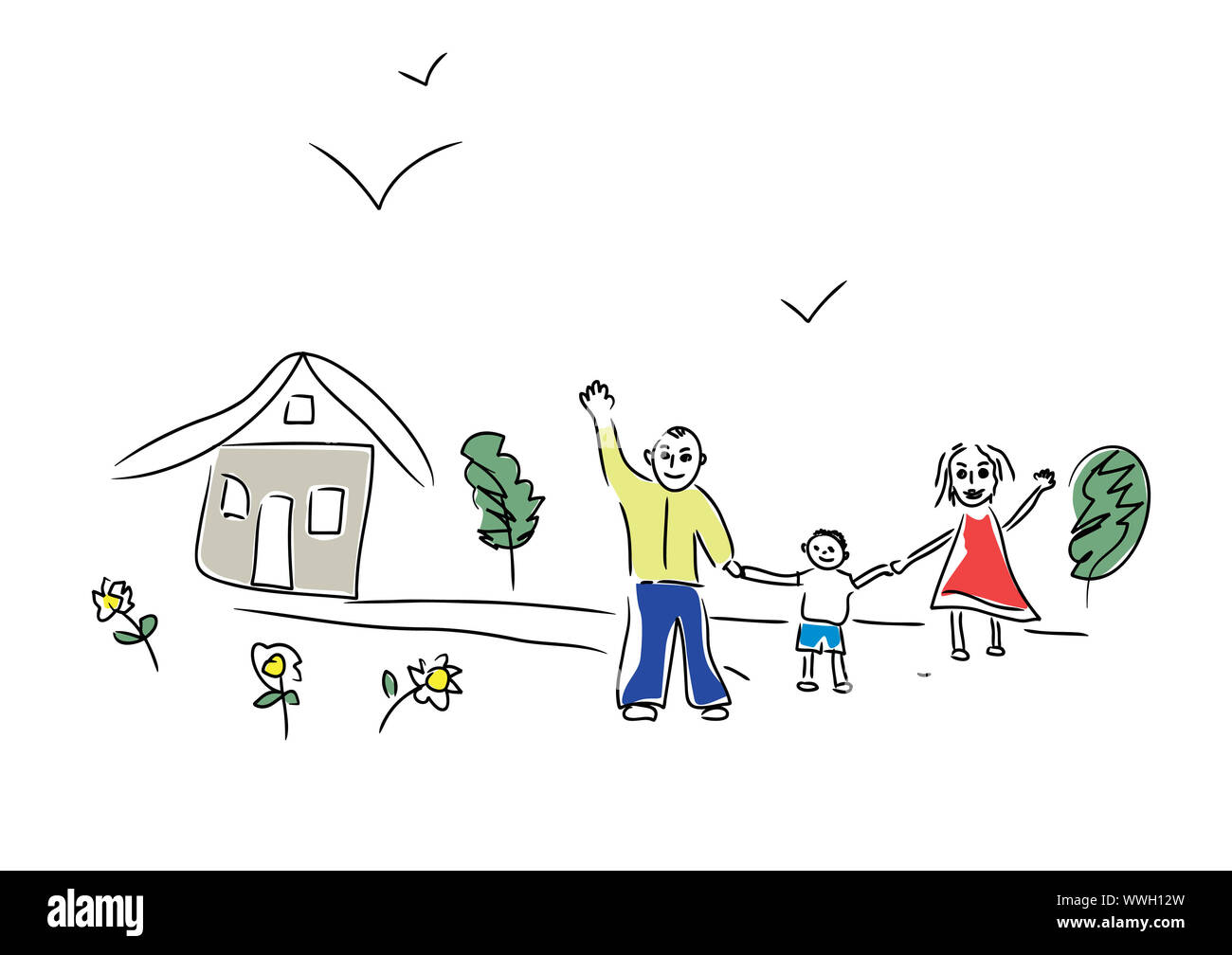 this sketch made by me in children's style Stock Photo - Alamy