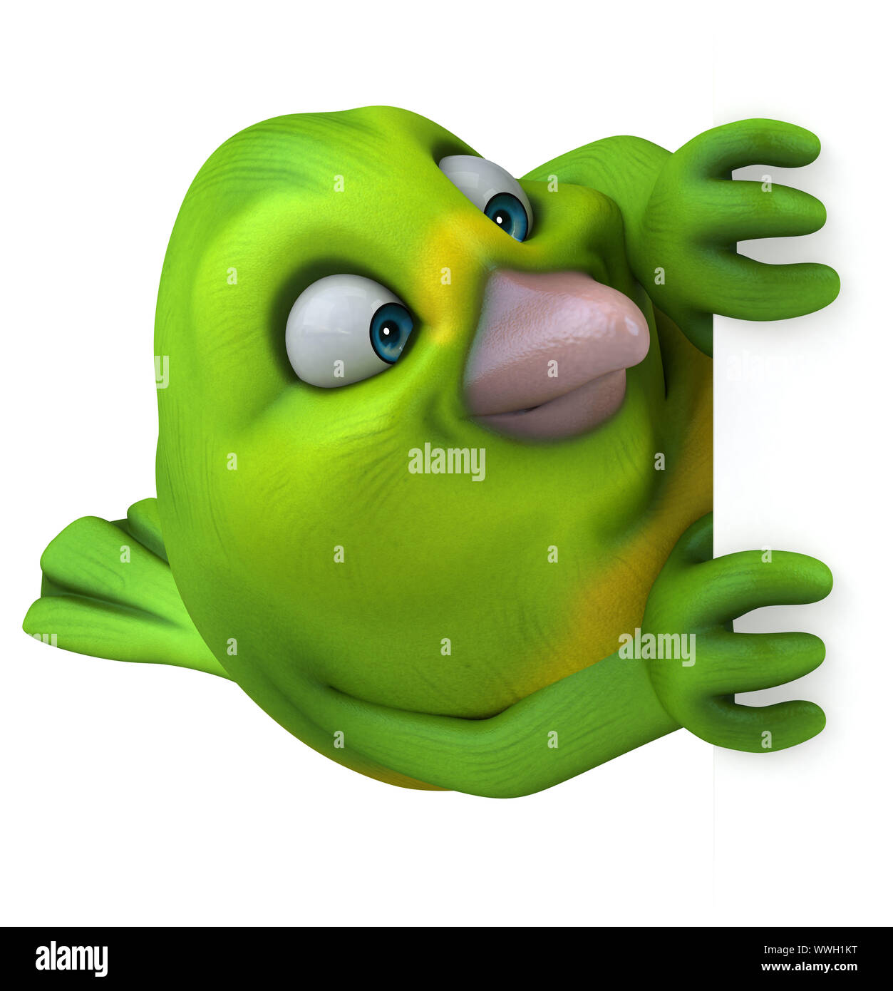 Fun green bird - 3D Illustration Stock Photo - Alamy