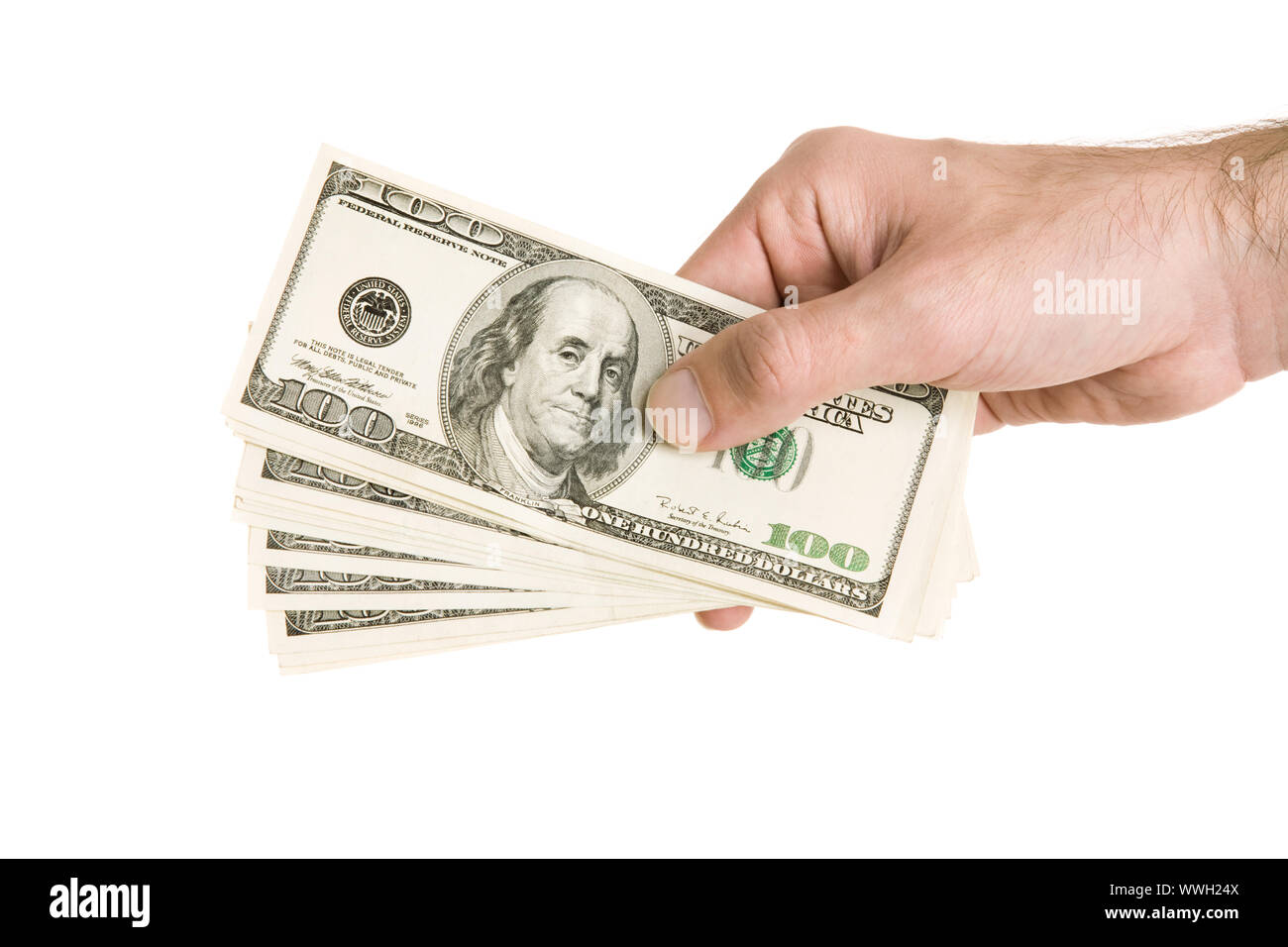 hand with money isolated on white background Stock Photo - Alamy