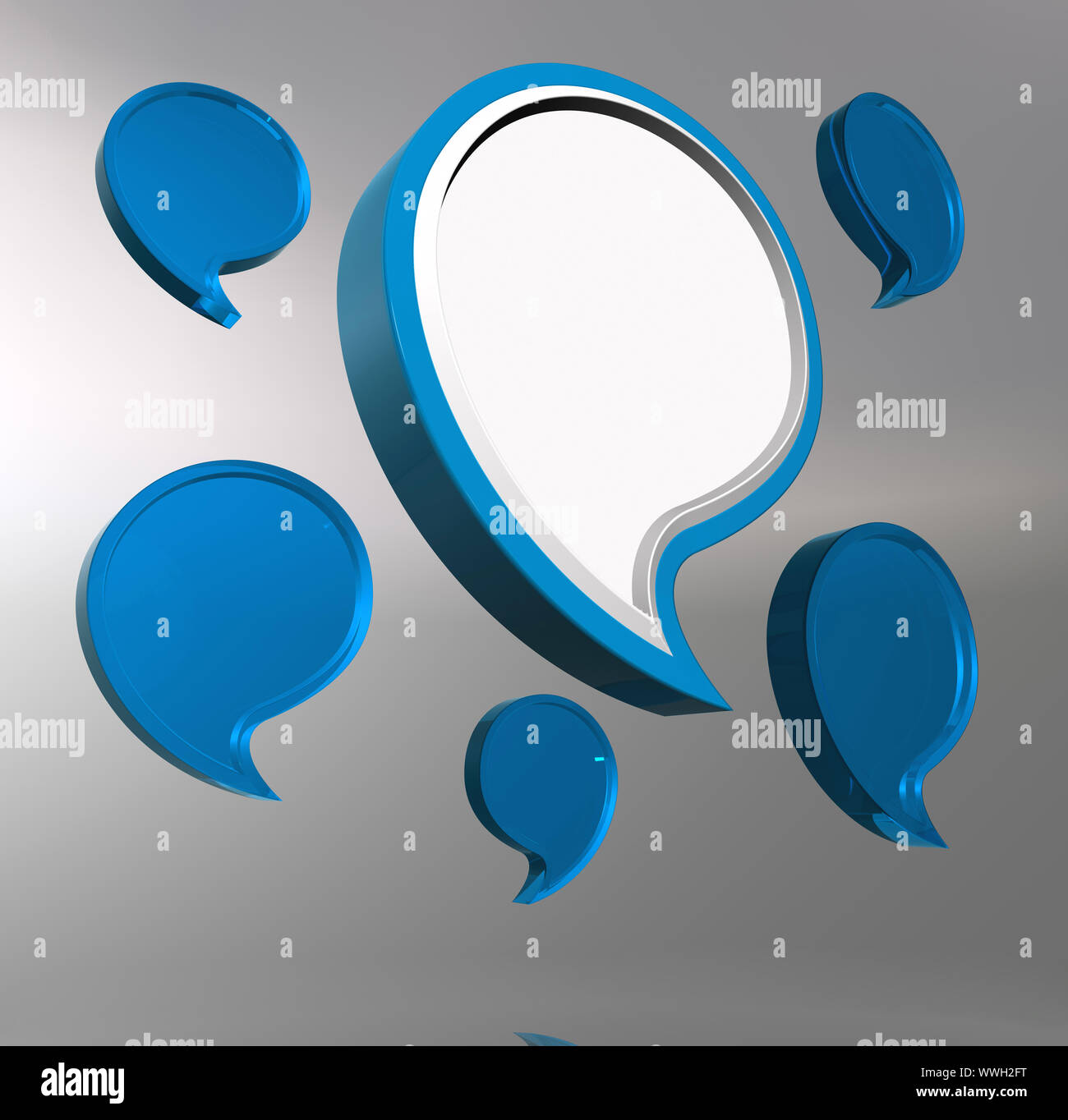 3D reflective dialogue bubbles on grey background Stock Photo - Alamy