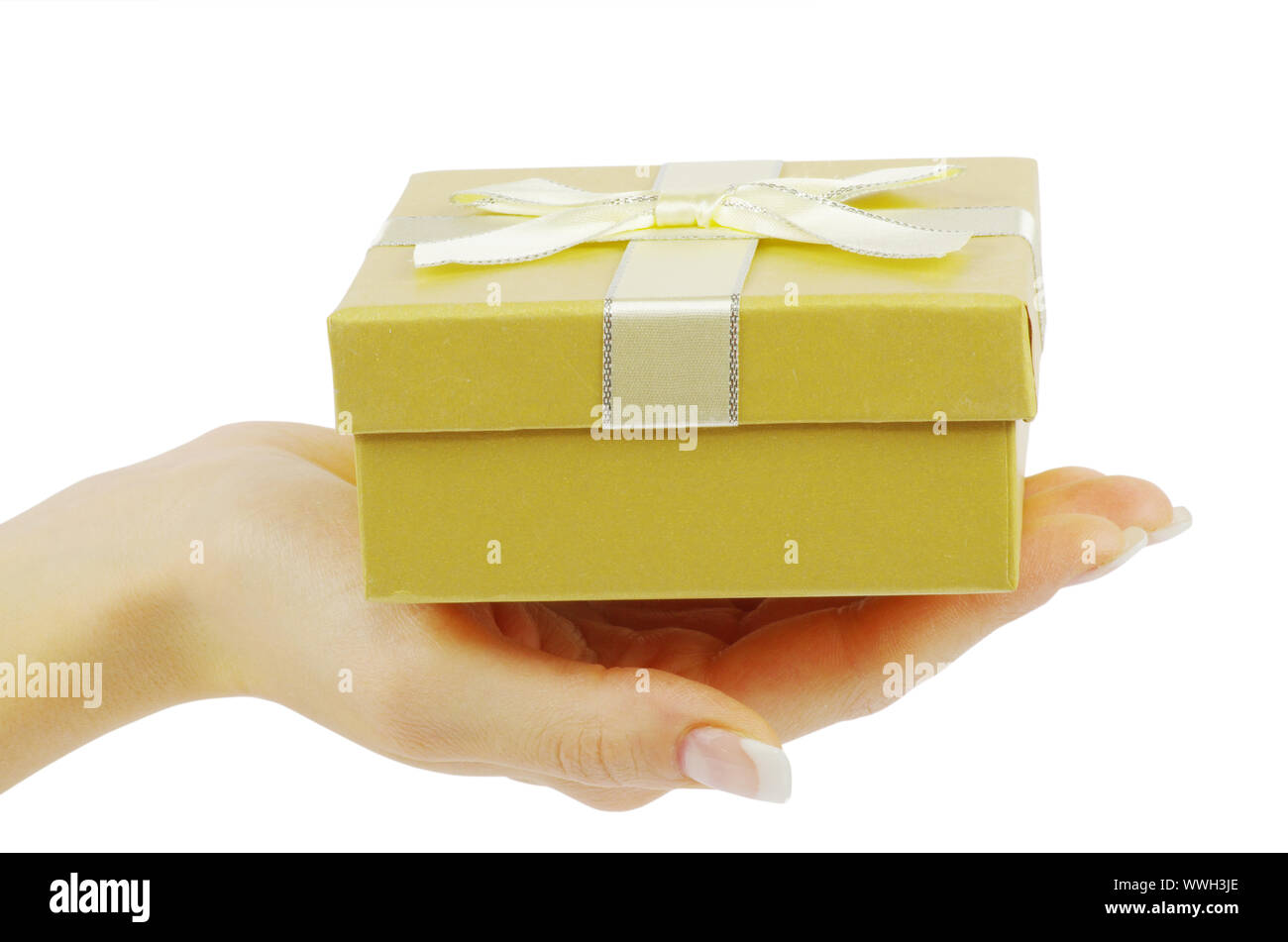 gift in hand isolated on white background Stock Photo - Alamy