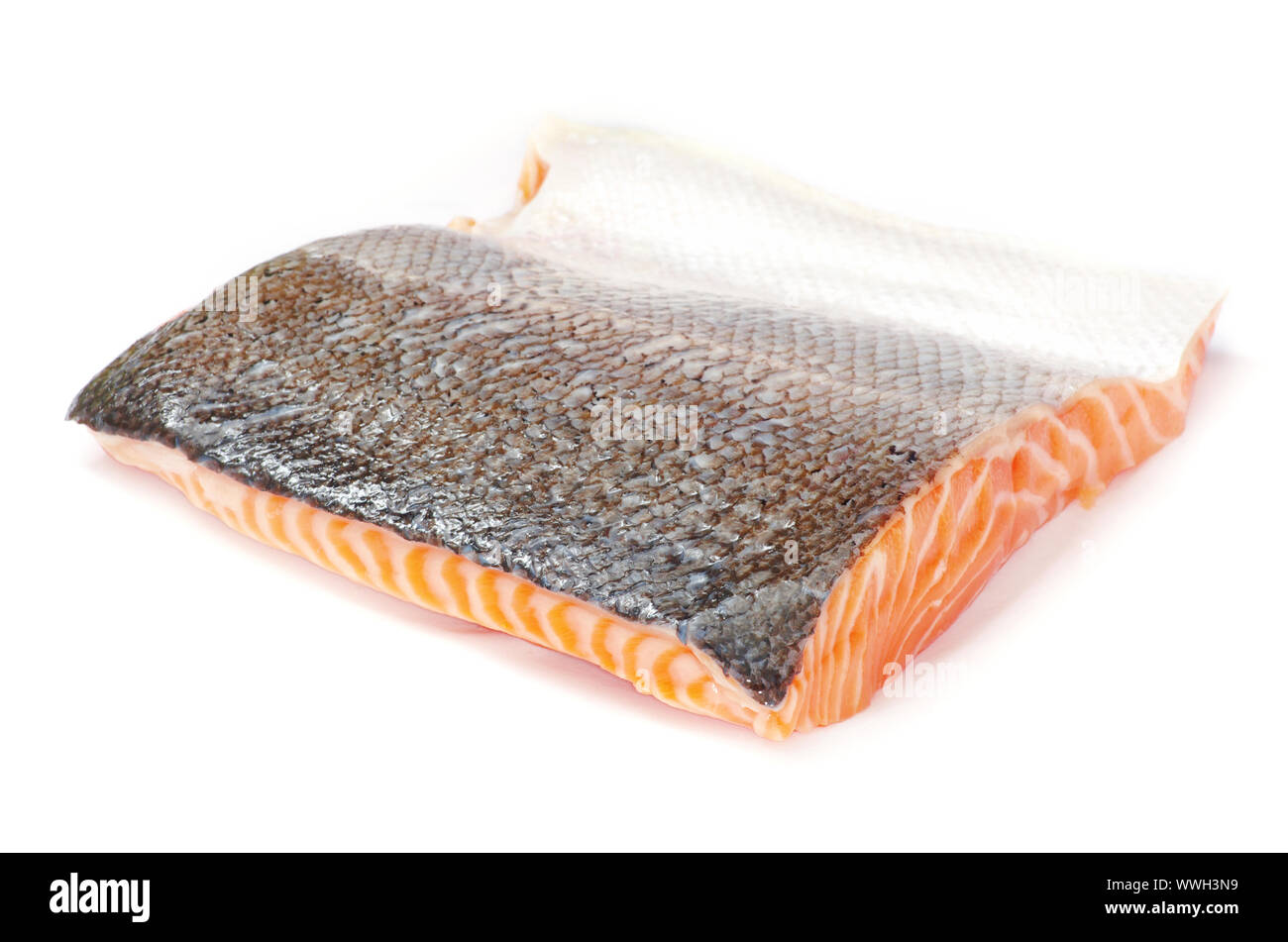 salmon steak red fish on white Stock Photo - Alamy