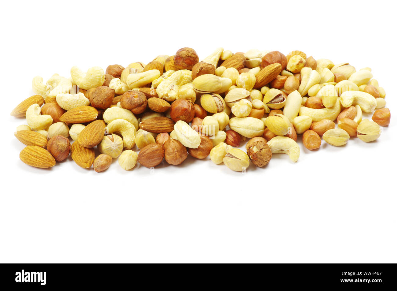 Assorted mixed nuts on white background Stock Photo - Alamy