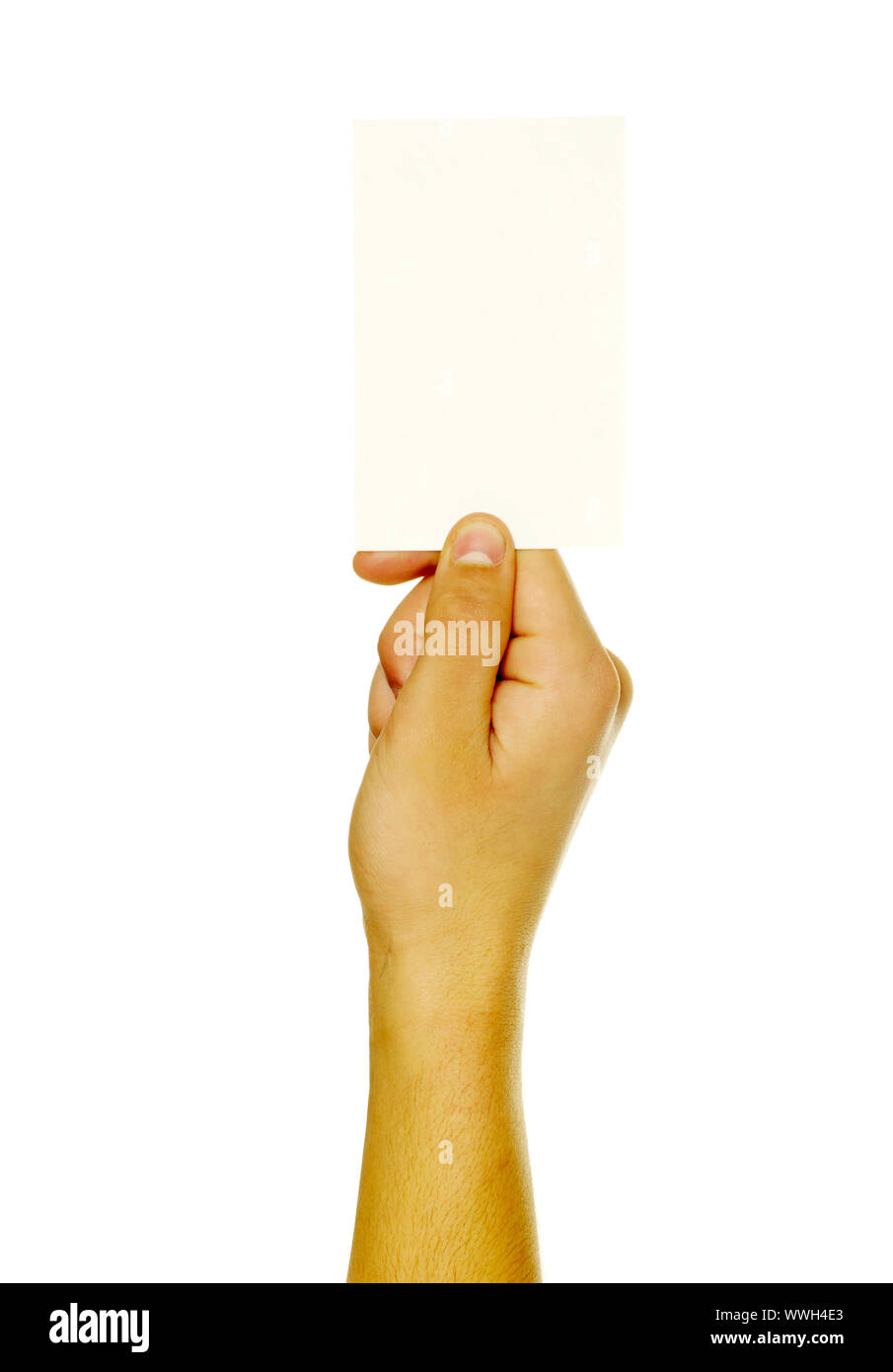 card blank in a hand isolated on white Stock Photo - Alamy