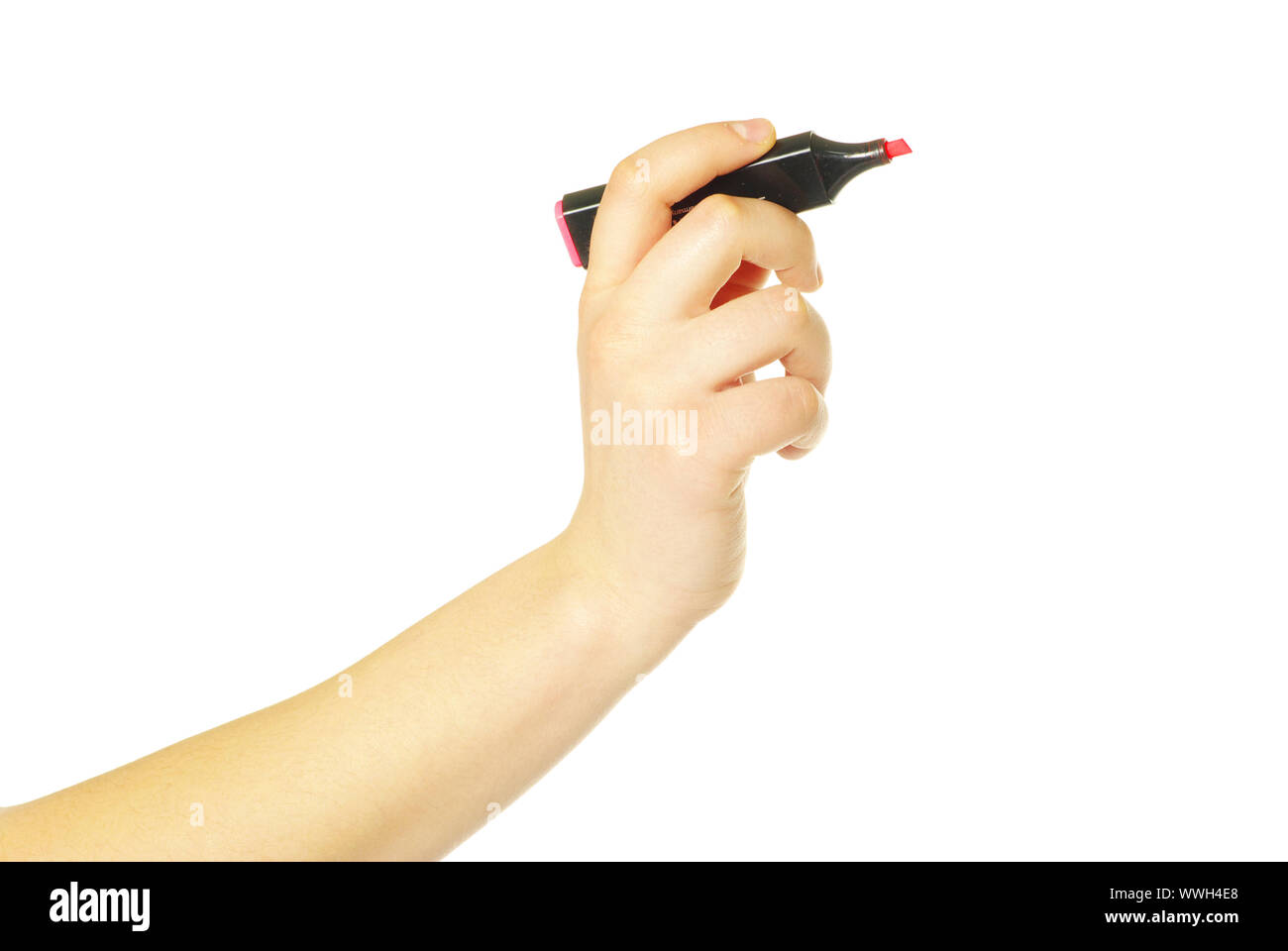 Hand with marker isolated on white background Stock Photo - Alamy