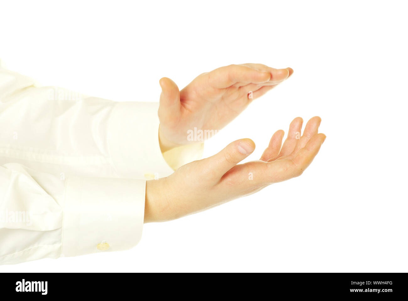 Man is giving applause on a white background Stock Photo - Alamy